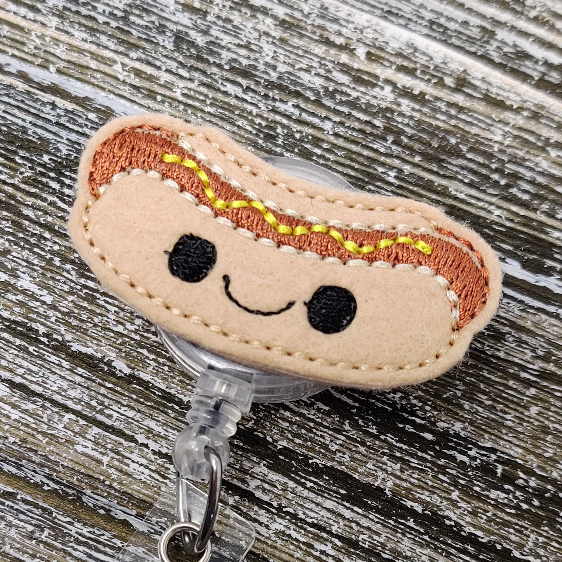 Beige Felt Hot Dog Badge Holder, Hot Dog Badge Holder, Cookout Badge ...
