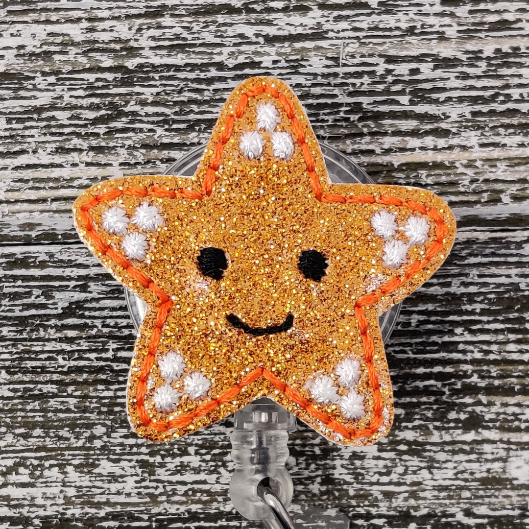 Orange Glitter Sea Star Badge Holder Sea Star Badge Reel - Etsy
