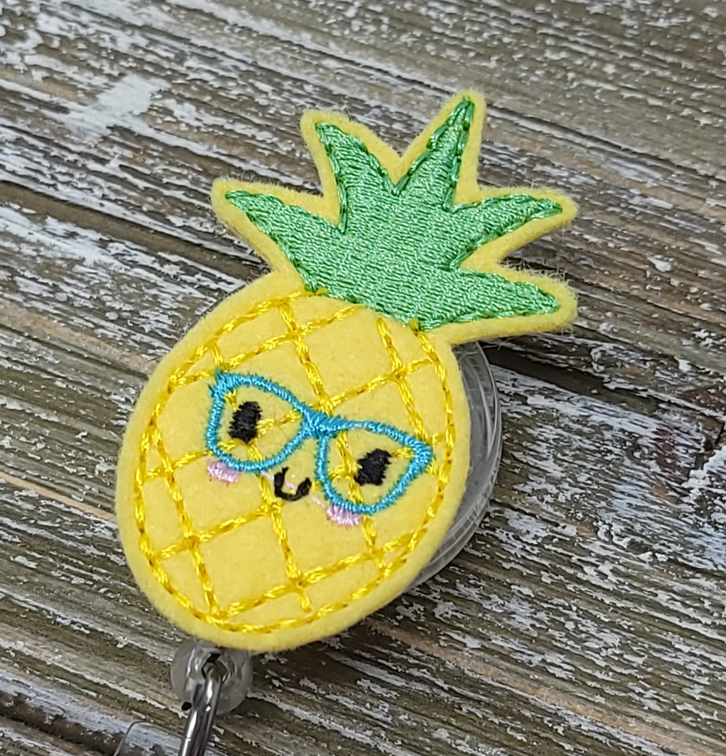 Yellow Felt Nerdy Pineapple Retractable Badge Holder Nerdy | Etsy