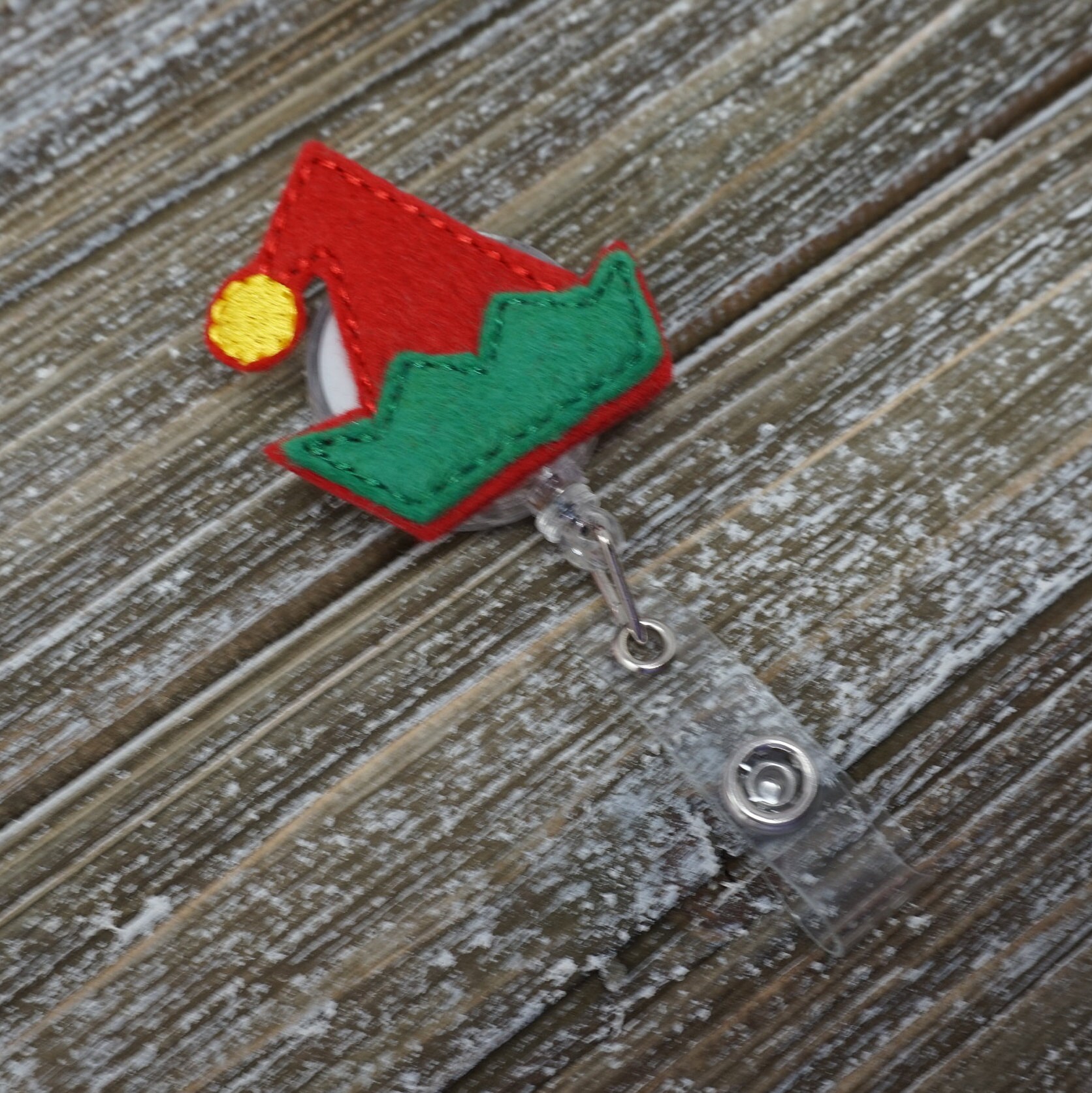 Elf Hat Retractable Badge Reel Holiday Badge Holder Elf Hat | Etsy