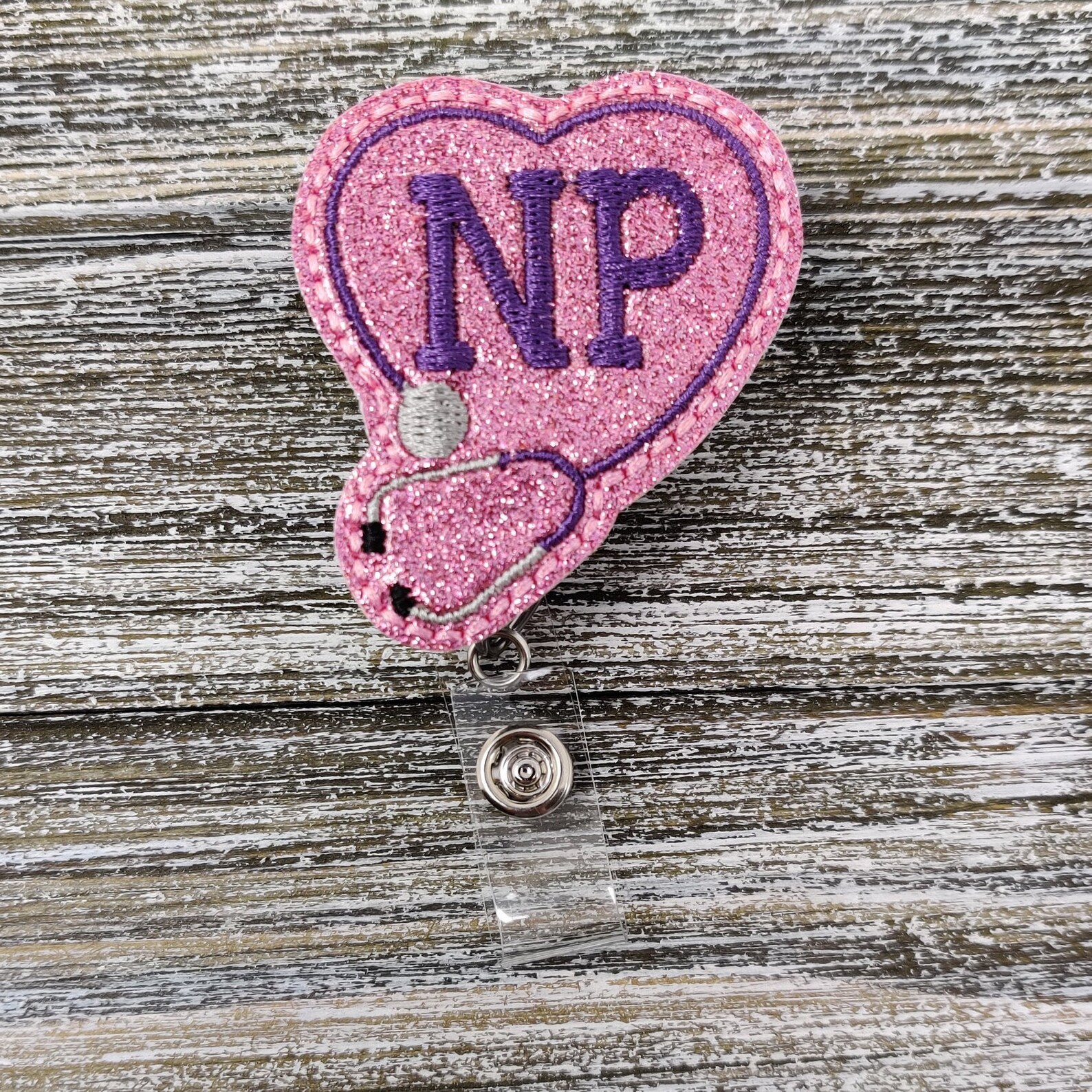 Pink Glitter Nurse Practitioner Badge Holder Nurse | Etsy