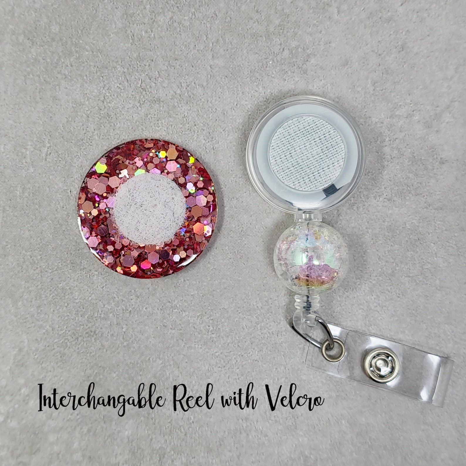 Customizable Interchangeable Glitter Resin Scalloped Badge Reel, Resin ...