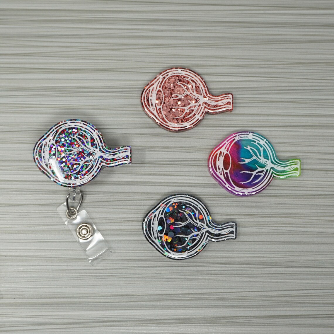 Rose Gold Glitter Resin Eyeball Badge Holder Eye Badge - Etsy