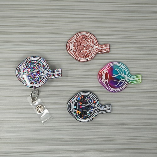 Rose Gold Glitter Resin Eyeball Badge Holder Eye Badge - Etsy