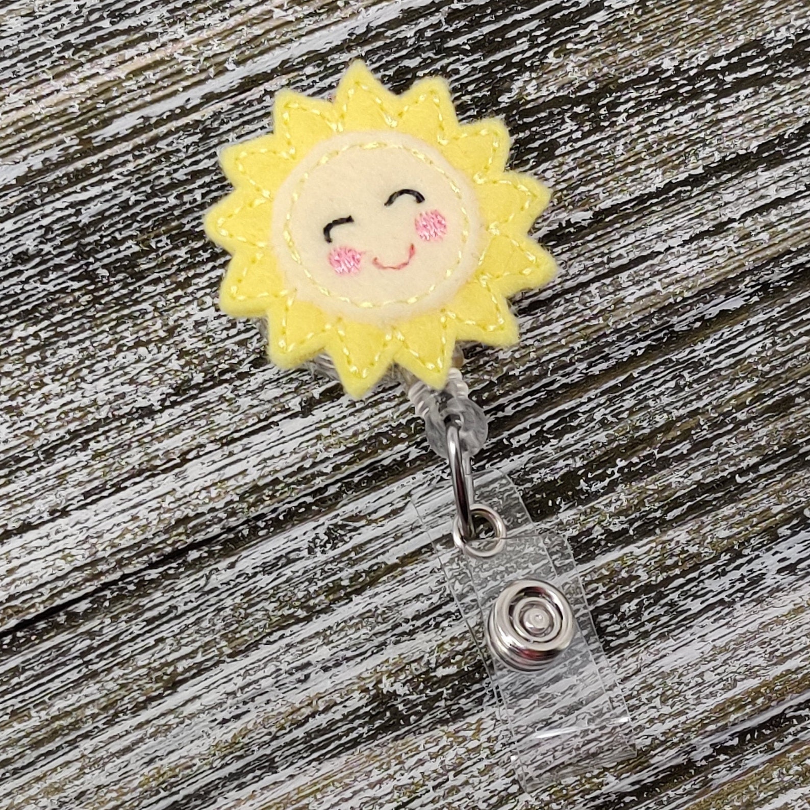 Yellow Felt Sunshine Retractable Badge Holder Sunshine Badge - Etsy