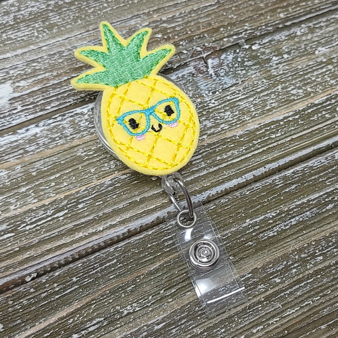 Yellow Felt Nerdy Pineapple Retractable Badge Holder Nerdy - Etsy