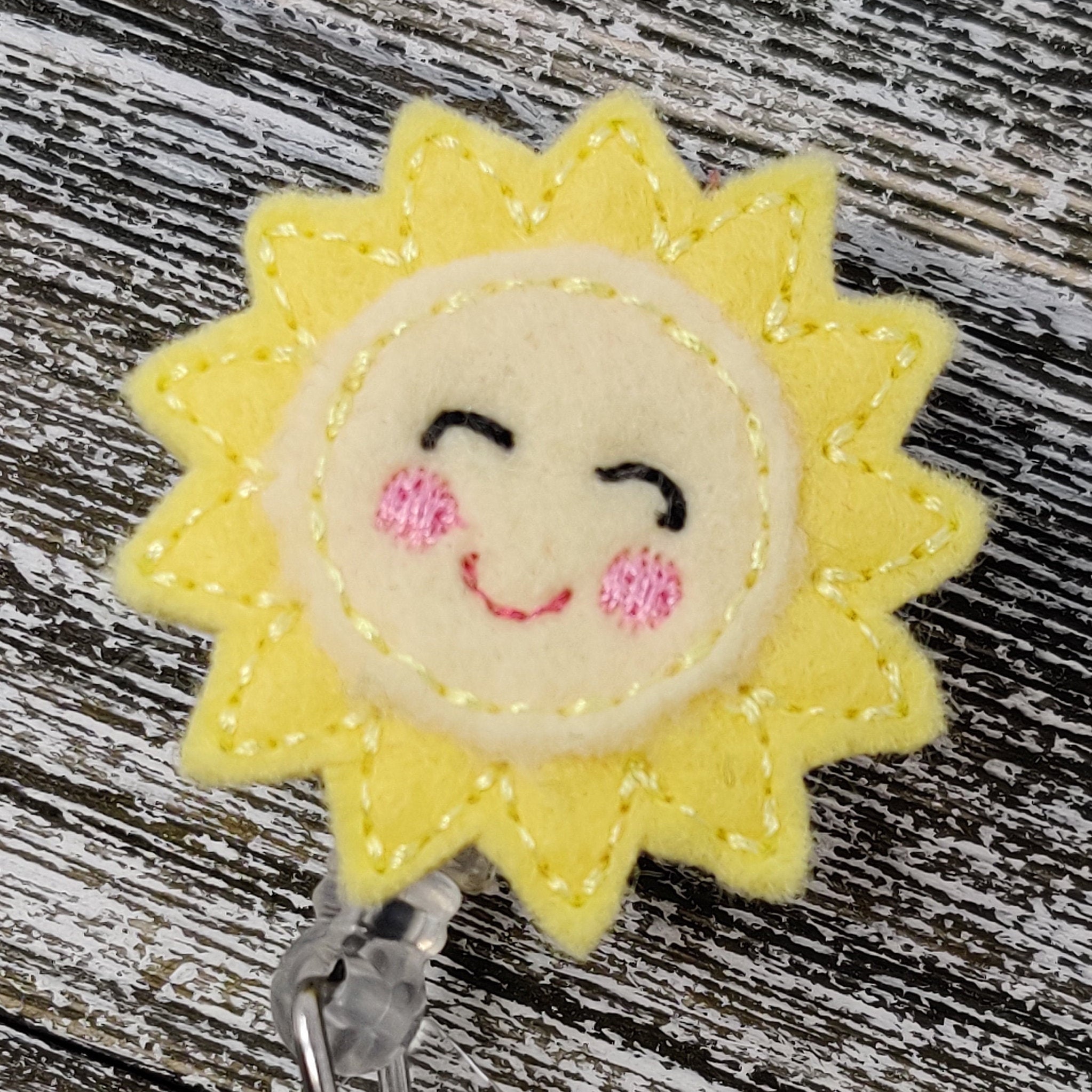 Yellow Felt Sunshine Retractable Badge Holder Sunshine Badge - Etsy