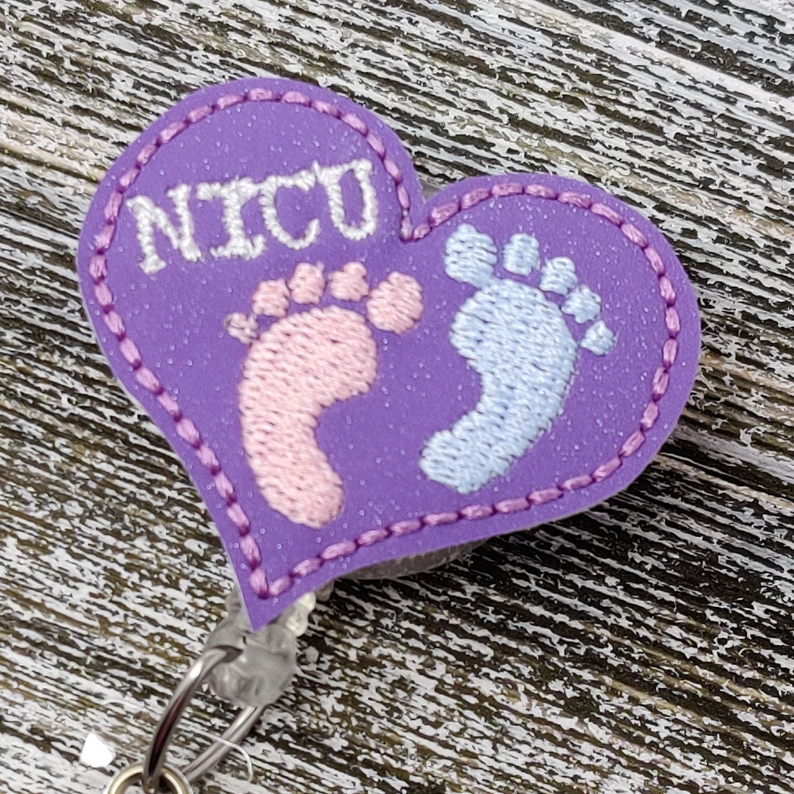 Purple Glistening NICU Heart Badge Holder NICU Heart Badge | Etsy
