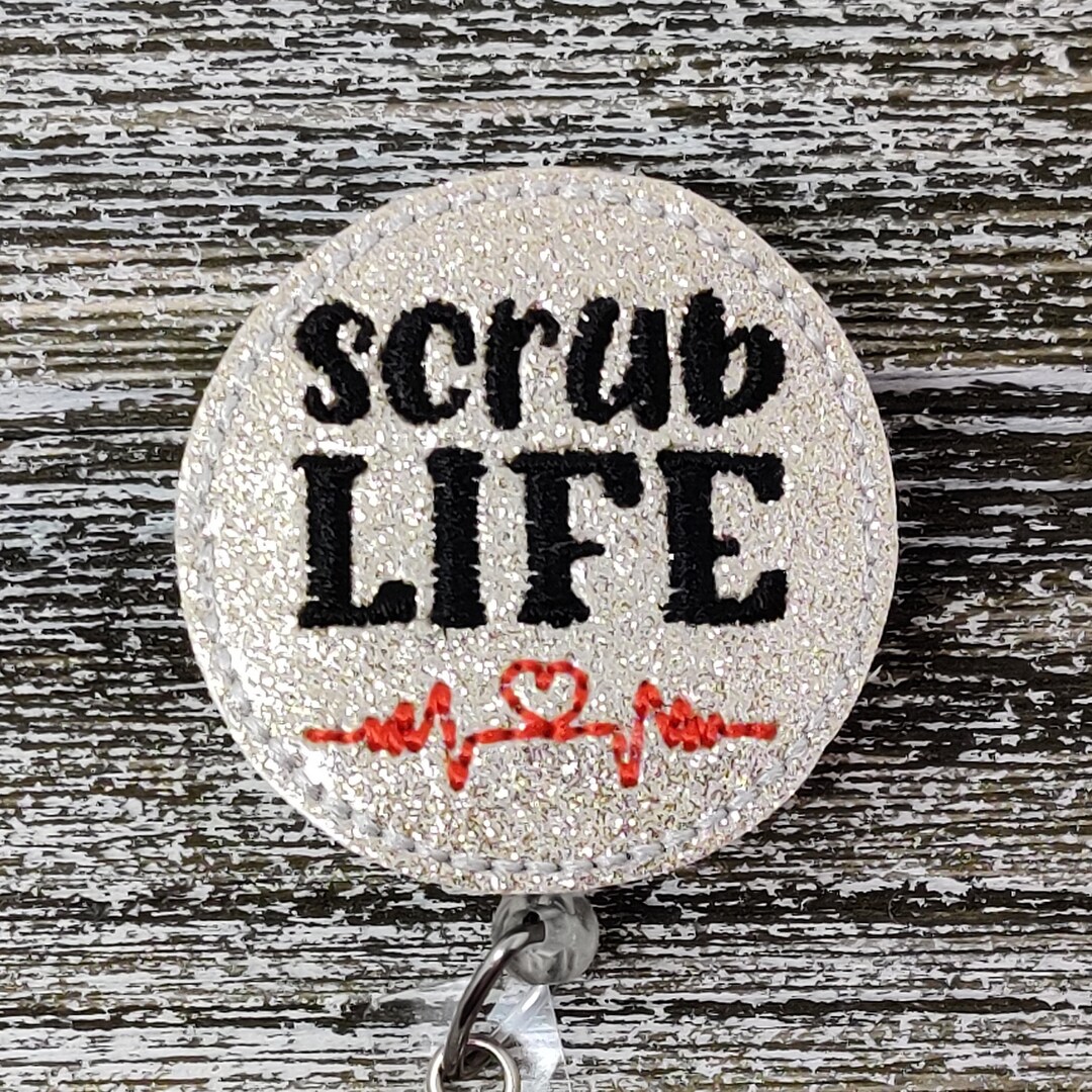 Silver Glitter Vinyl Scrub Life Badge Holder, Scrub Life Badge Holder ...