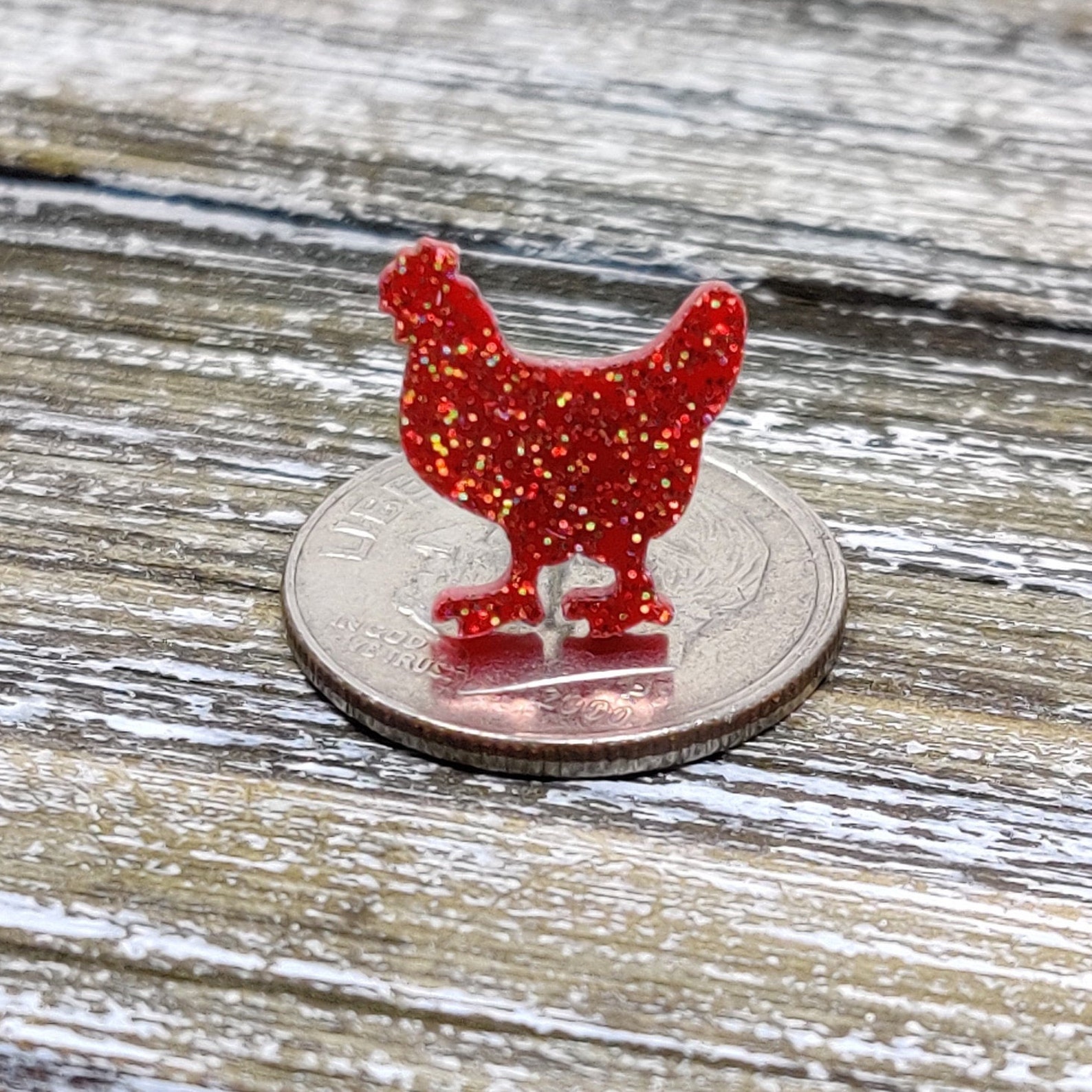 Red Glitter Chicken Stud Earrings | Etsy