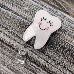 White Glitter Tooth Badge Holder, Glitter Tooth Badge Holder, Glitter ...