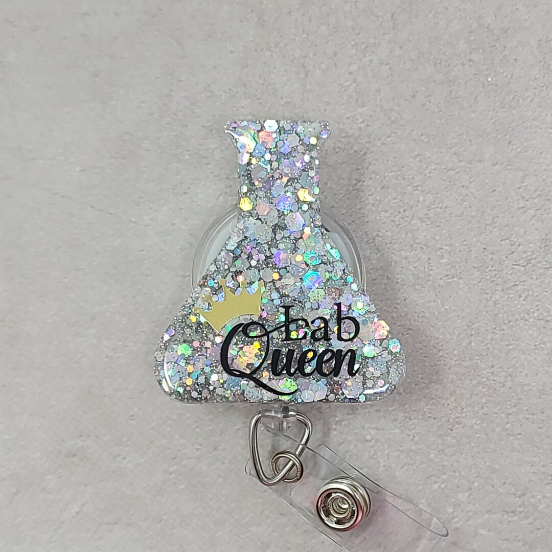 Lab Queen Glitter Resin Badge Holder, Lab Queen Badge Holder ...