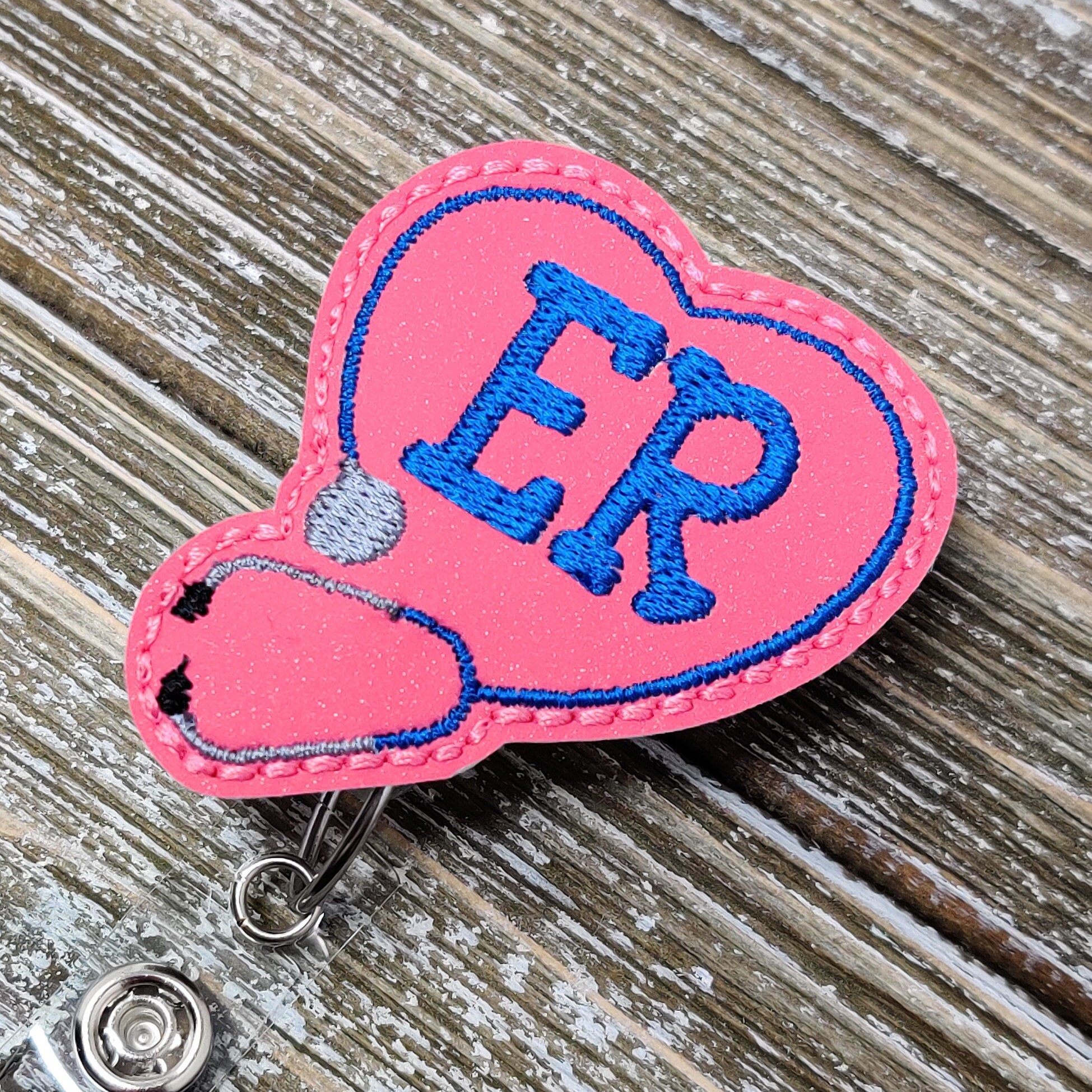 Pink and Blue ER Stethoscope Heart Badge Holder ER - Etsy