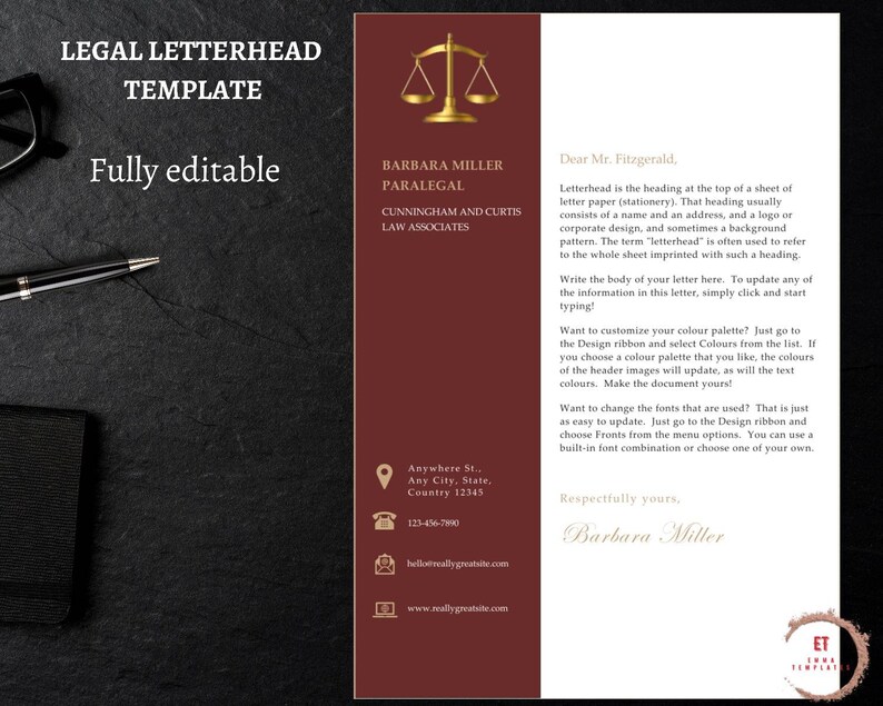 Legal Letterhead | Professional Letterhead Template| Envelope ...