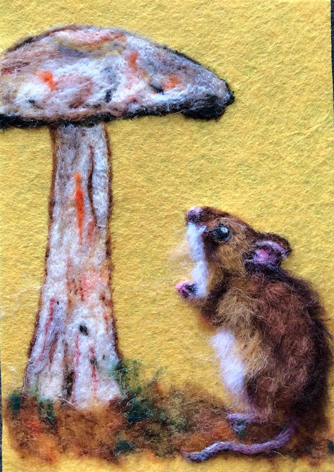 Mouse and Toadstool Picture / Greetings Card - Needle Felted Original ...