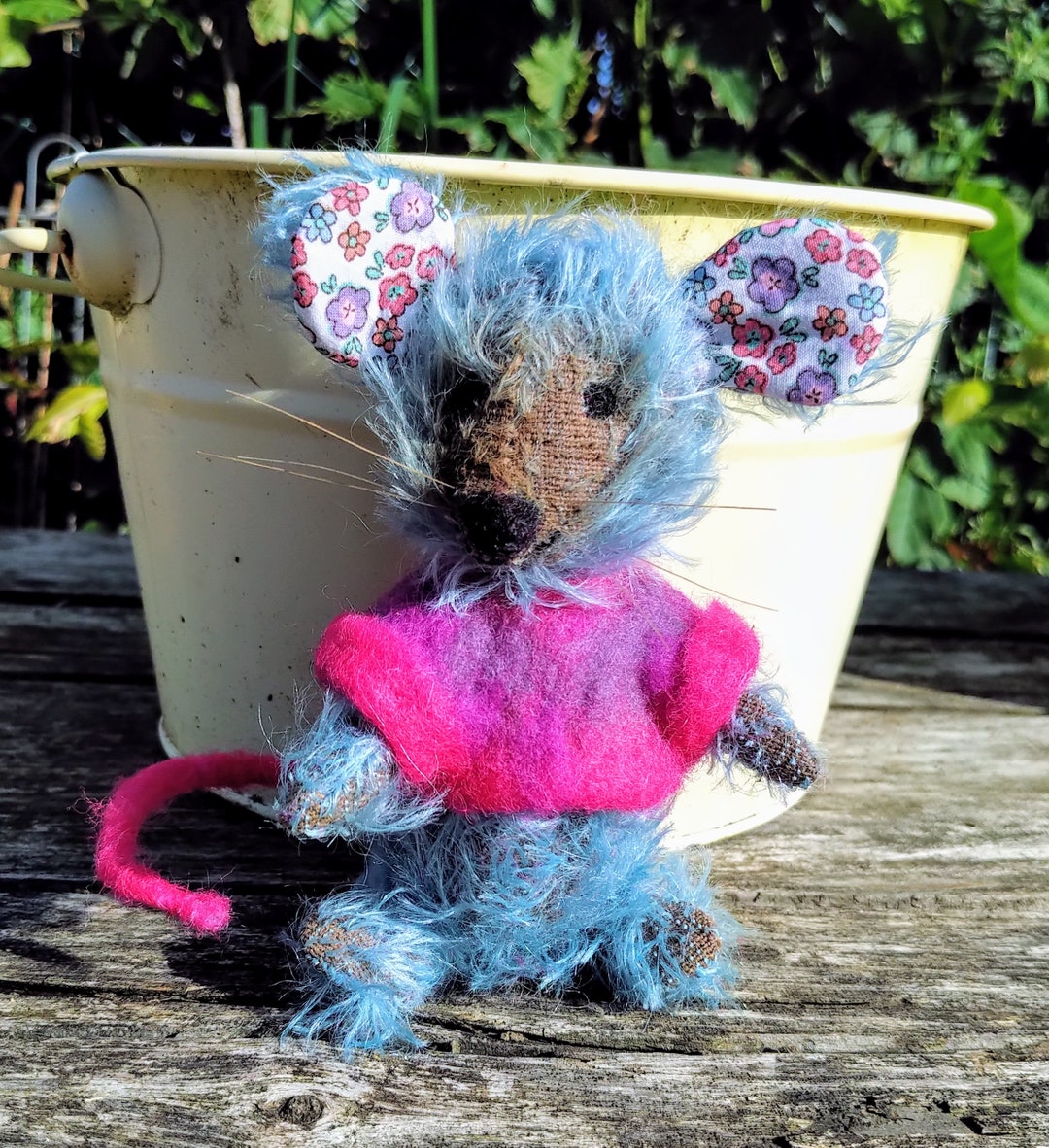 Mouse Art Doll Blue Mouse Interior Doll Unique Mouse One - Etsy