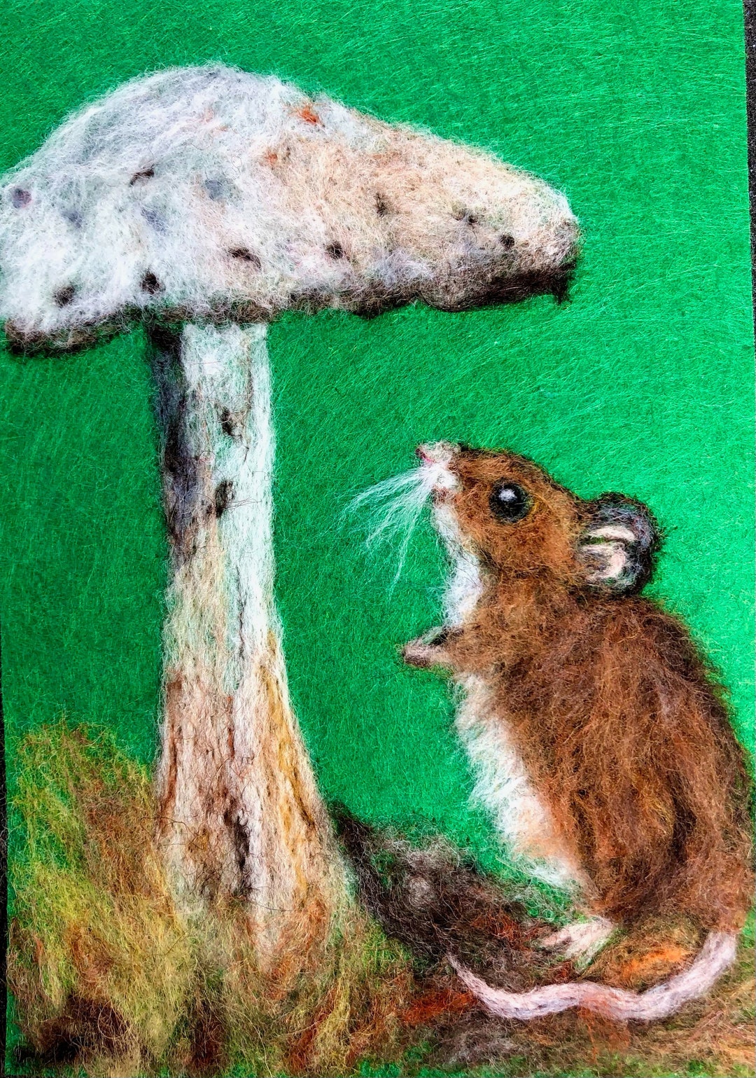 Mouse and Toadstool Picture / Greetings Card Needle Felted - Etsy