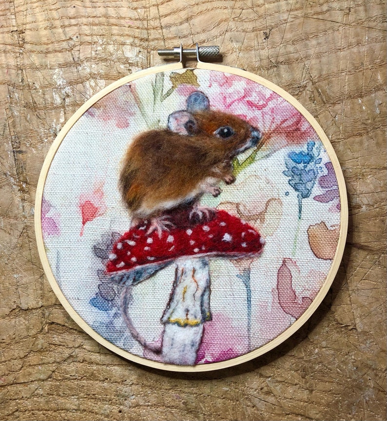 Field Mouse and Toadstool Wall Hanging Needle Felted Original - Etsy