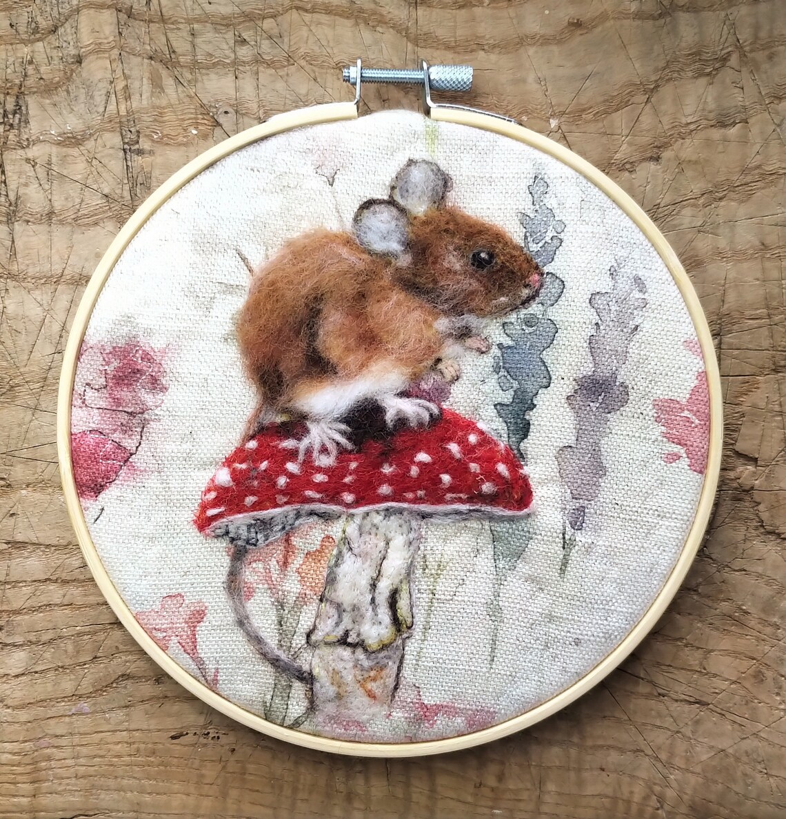 Field Mouse and Toadstool Wall Hanging Needle Felted Original - Etsy