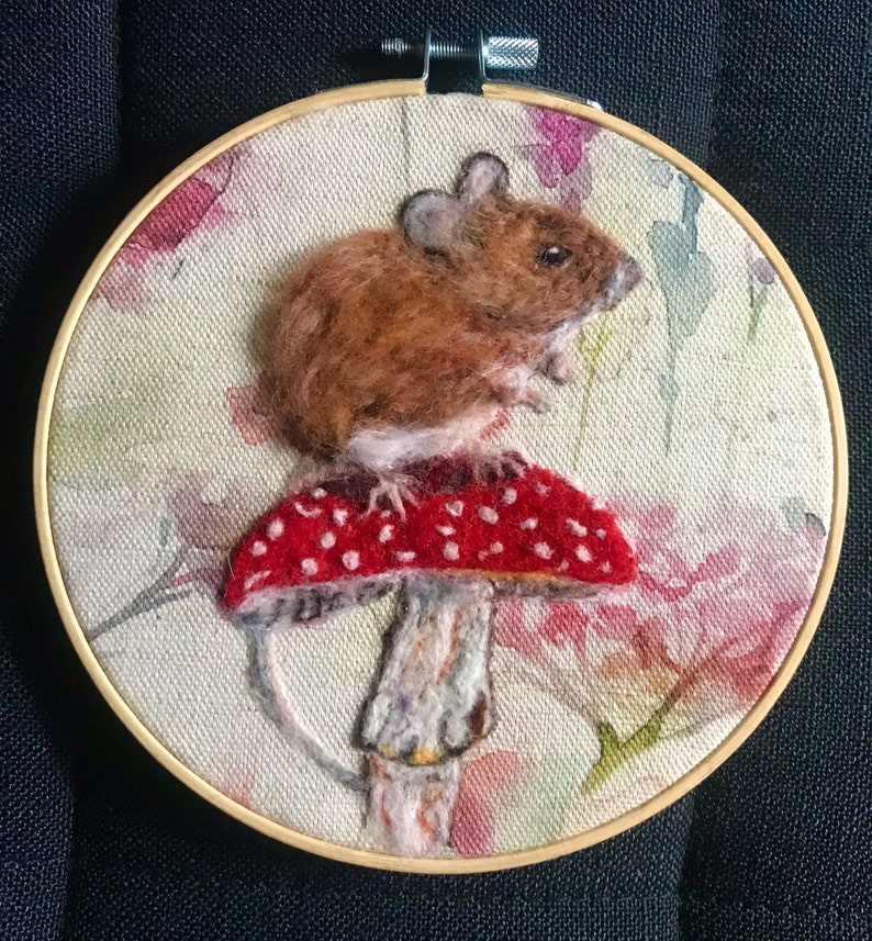 Field Mouse and Toadstool Wall Hanging Needle Felted Original - Etsy