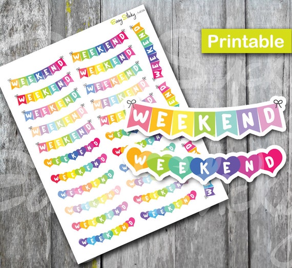 Items similar to Weekend Deco Sticker, Printable Planner, Printable ...