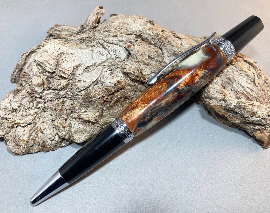Chrome and Black Chrome Ballpoint With Molten Metal Blank (#2299) - Etsy