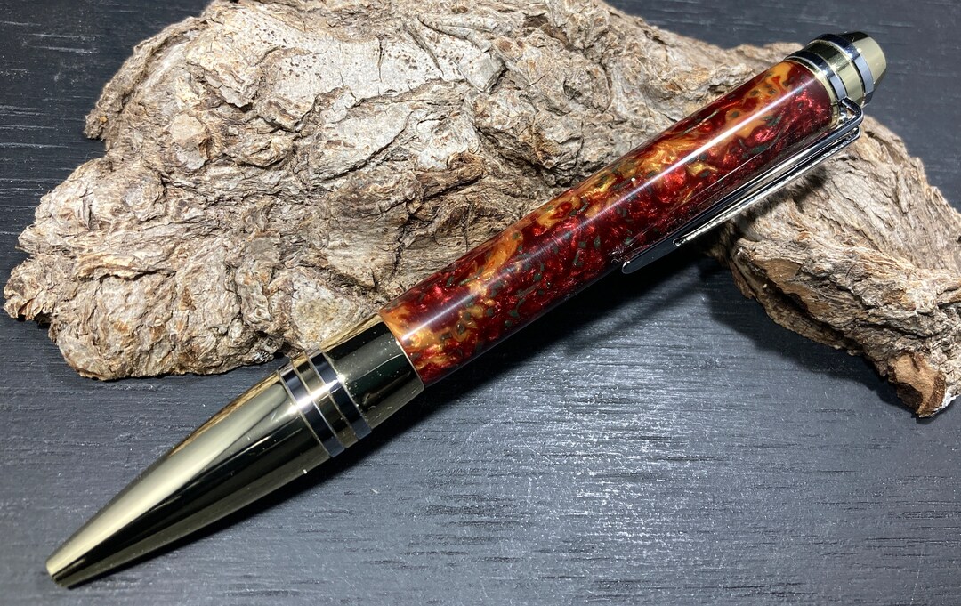 Stunning Gold & Chrome Ballpoint Pen With Fire Belly Toad Resin Blank ...