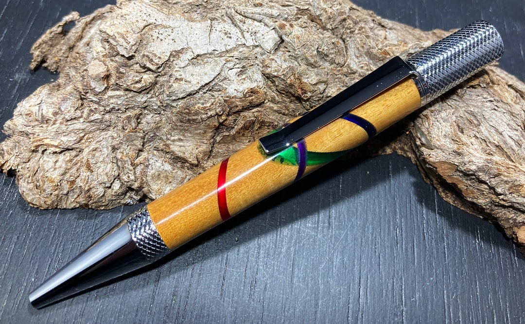 Whimsical Ballpoint Pen Made With Canary Wood and Brightly Colored ...