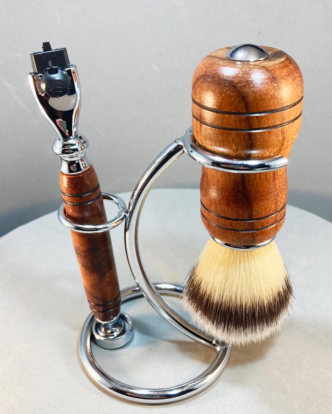 Shaving Brush and Mach 3 Razor Handle With Stand With Matching ...