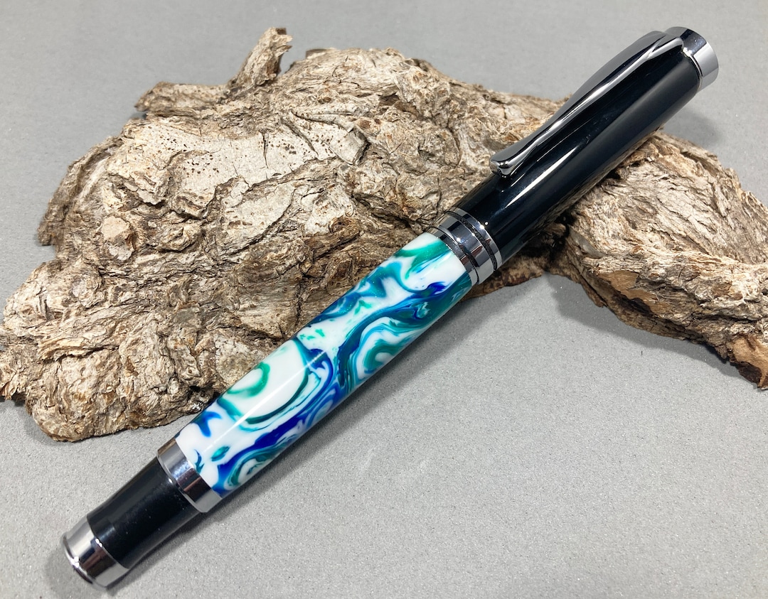 Custom Cast Resin Rollerball Pen: Chrome Plated With Black Enamel - Etsy