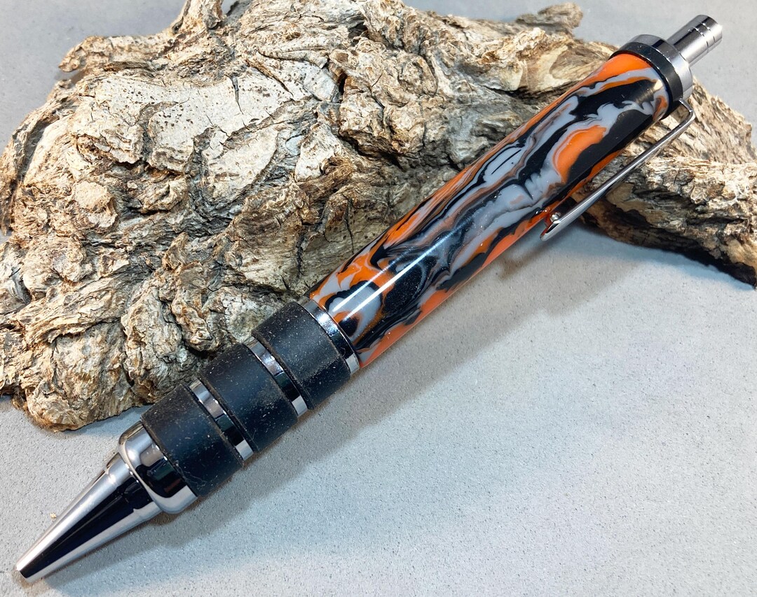 Beefy Chrome Ballpoint Pen With Fire Embers Resin Body (#2445) - Etsy