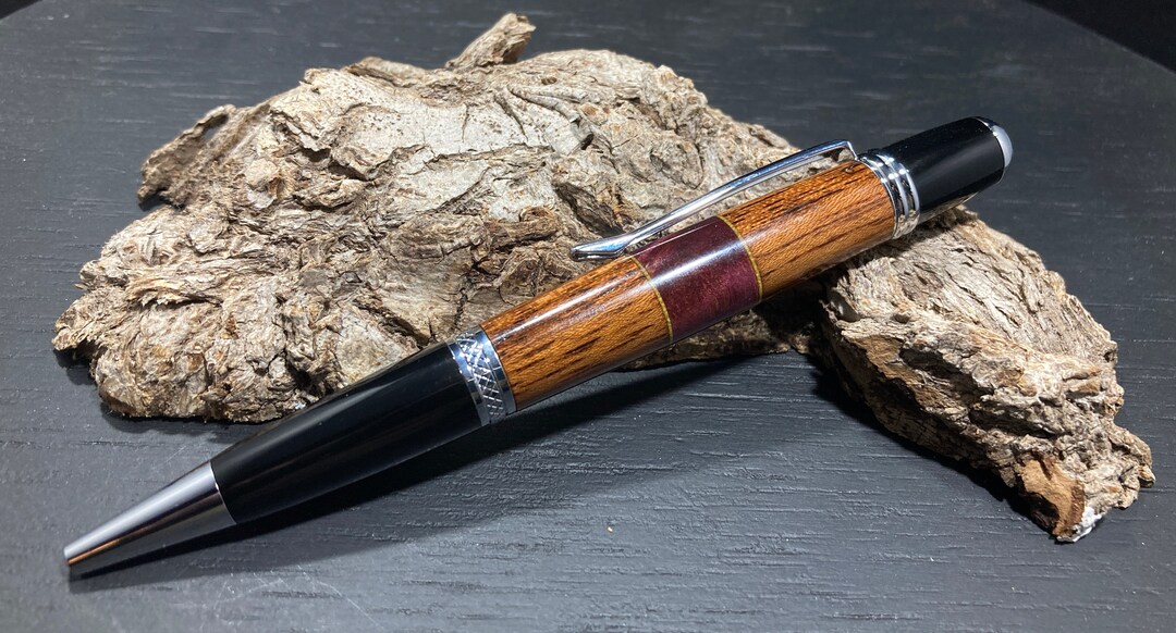 Handsome Ballpoint Pen Made With Segmented Bubinga and Dyed Maple Burl ...