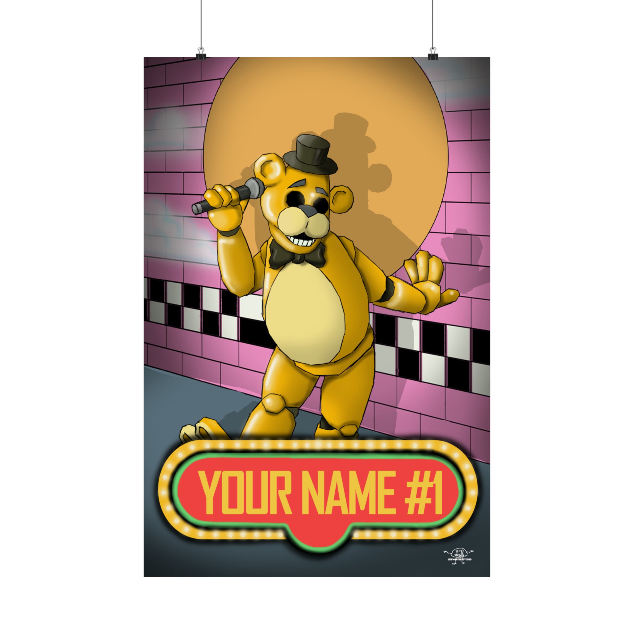 Personalized Golden Freddy Fazbear Poster Gift FNAF Fanart Five Nights ...
