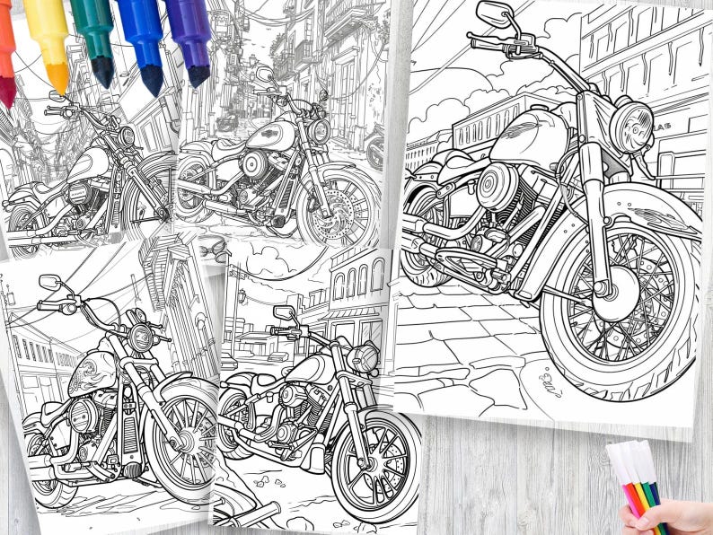 100 Motorcycle Coloring Pages for Adult and Kids - Etsy