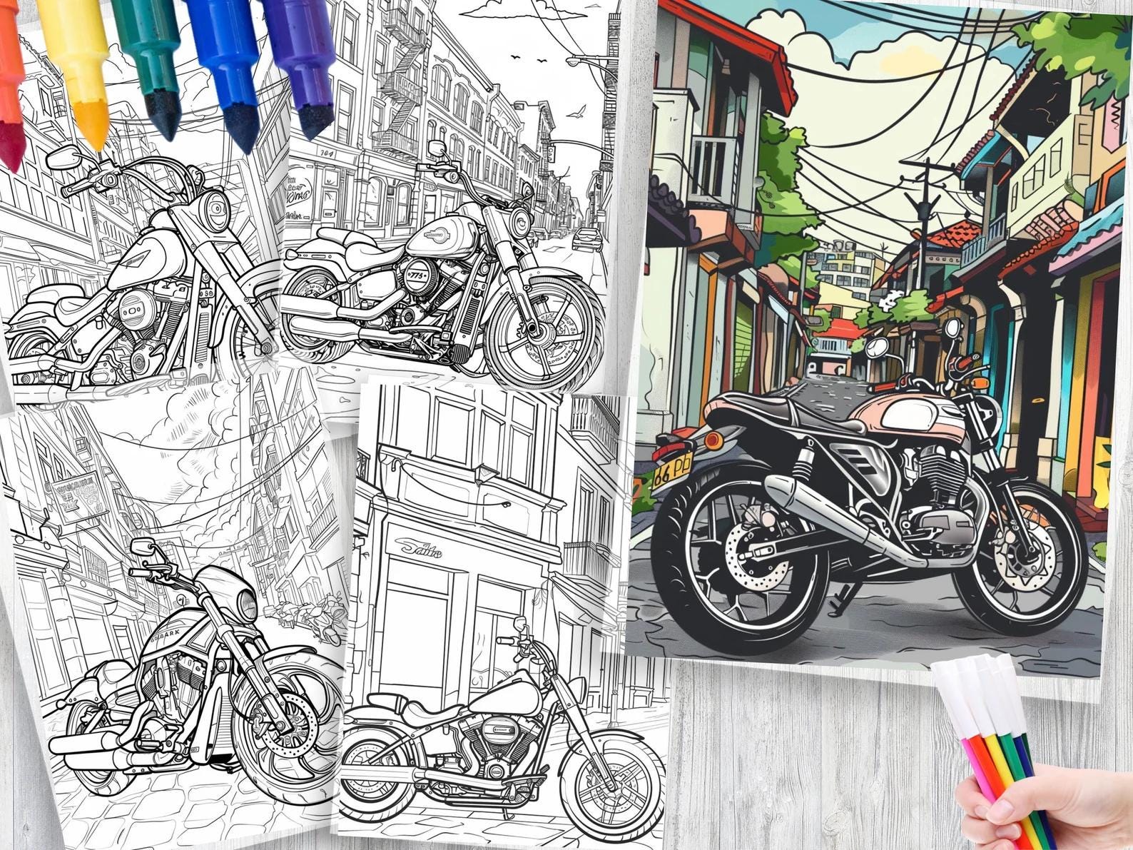 100 Motorcycle Coloring Pages for Adult and Kids - Etsy