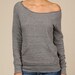 SHENANIGANS INSTIGATOR: Raw Edge off the Shoulder in Heather Grey/black ...