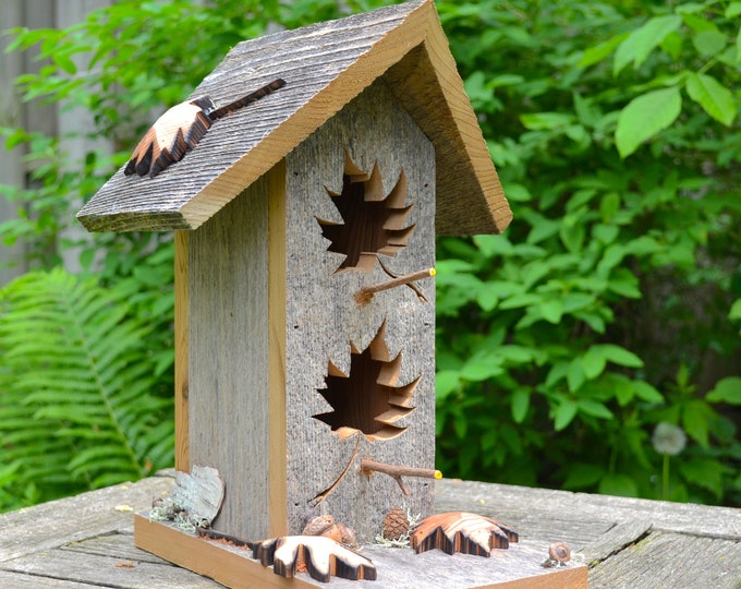 Rustic Birdhouse, Cedar Bird House, Barnwood Birdhouses, Wooden Leaves ...