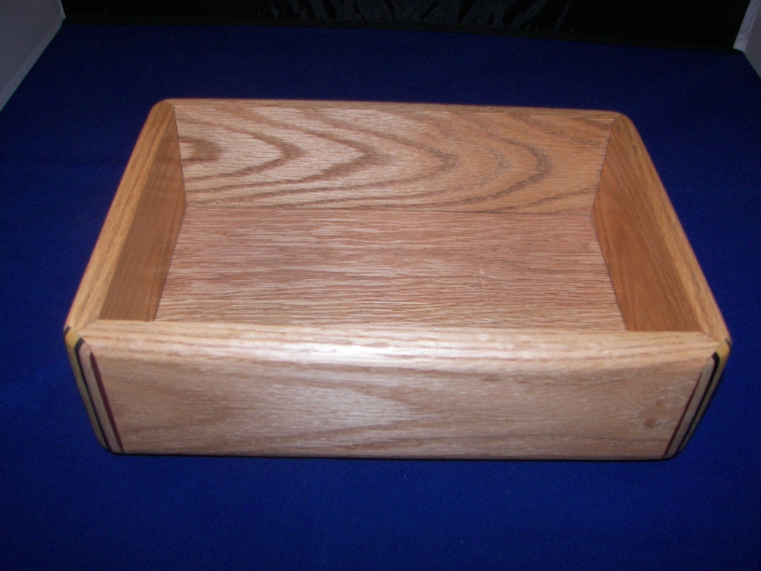 Classic Red Oak Wood Box /beautiful Valet Tray /desk Tray [100_3421] - Etsy