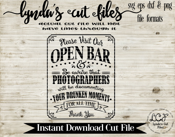 Open Bar//wedding sign//SVG/EPS//DXF file | Etsy