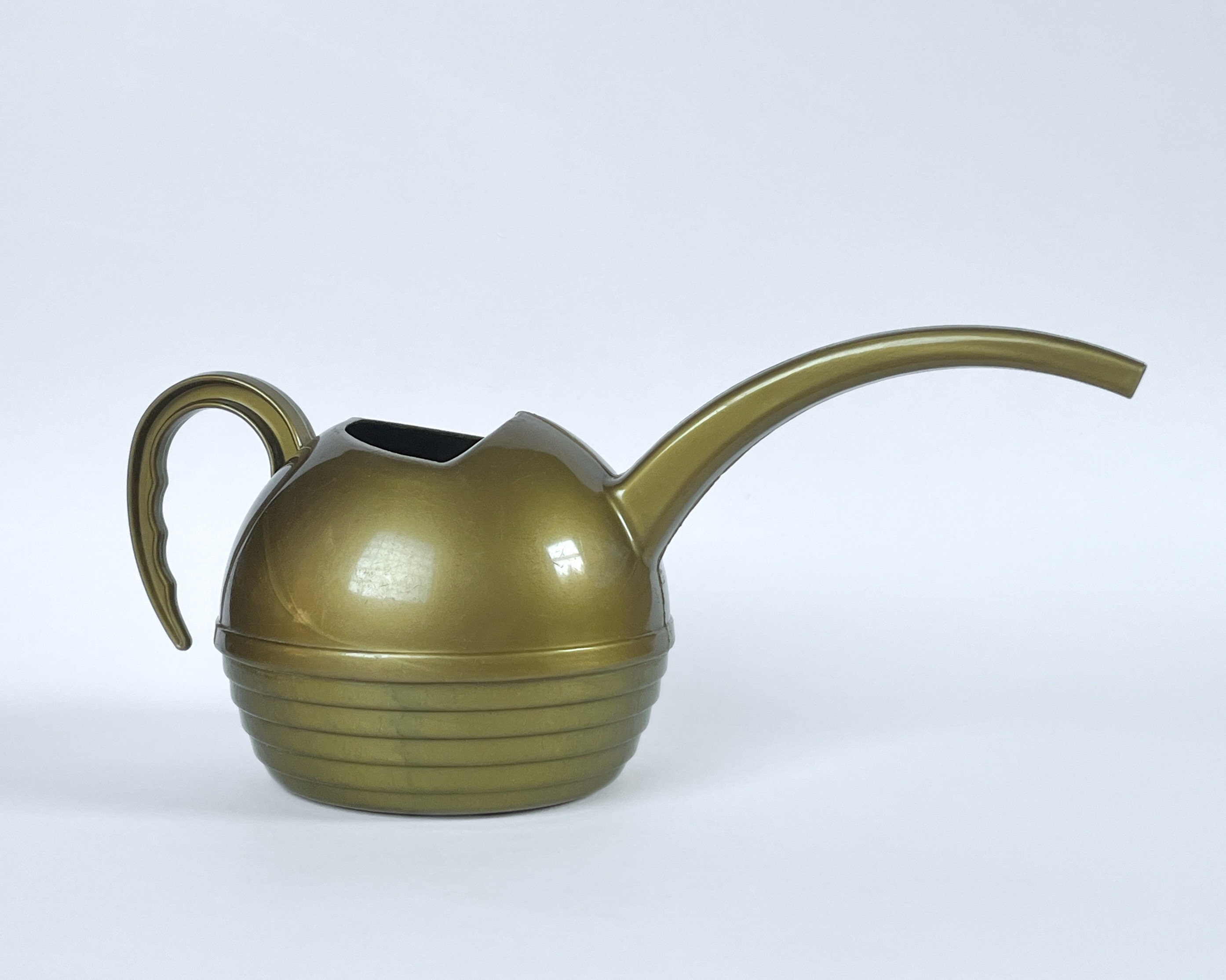 Vintage Mod Lustro Ware Watering Can, Small Gold Plastic Watering ...