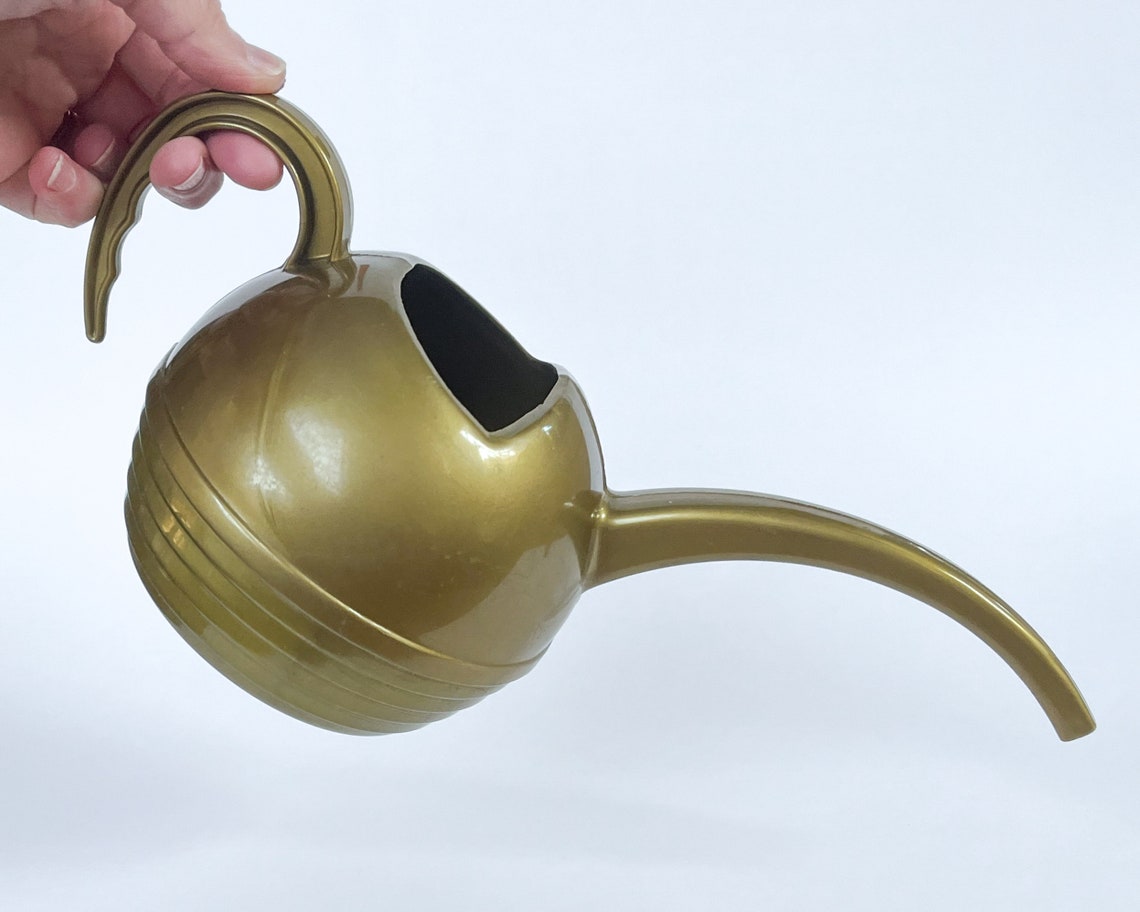 Vintage Mod Lustro Ware Watering Can, Small Gold Plastic Watering ...