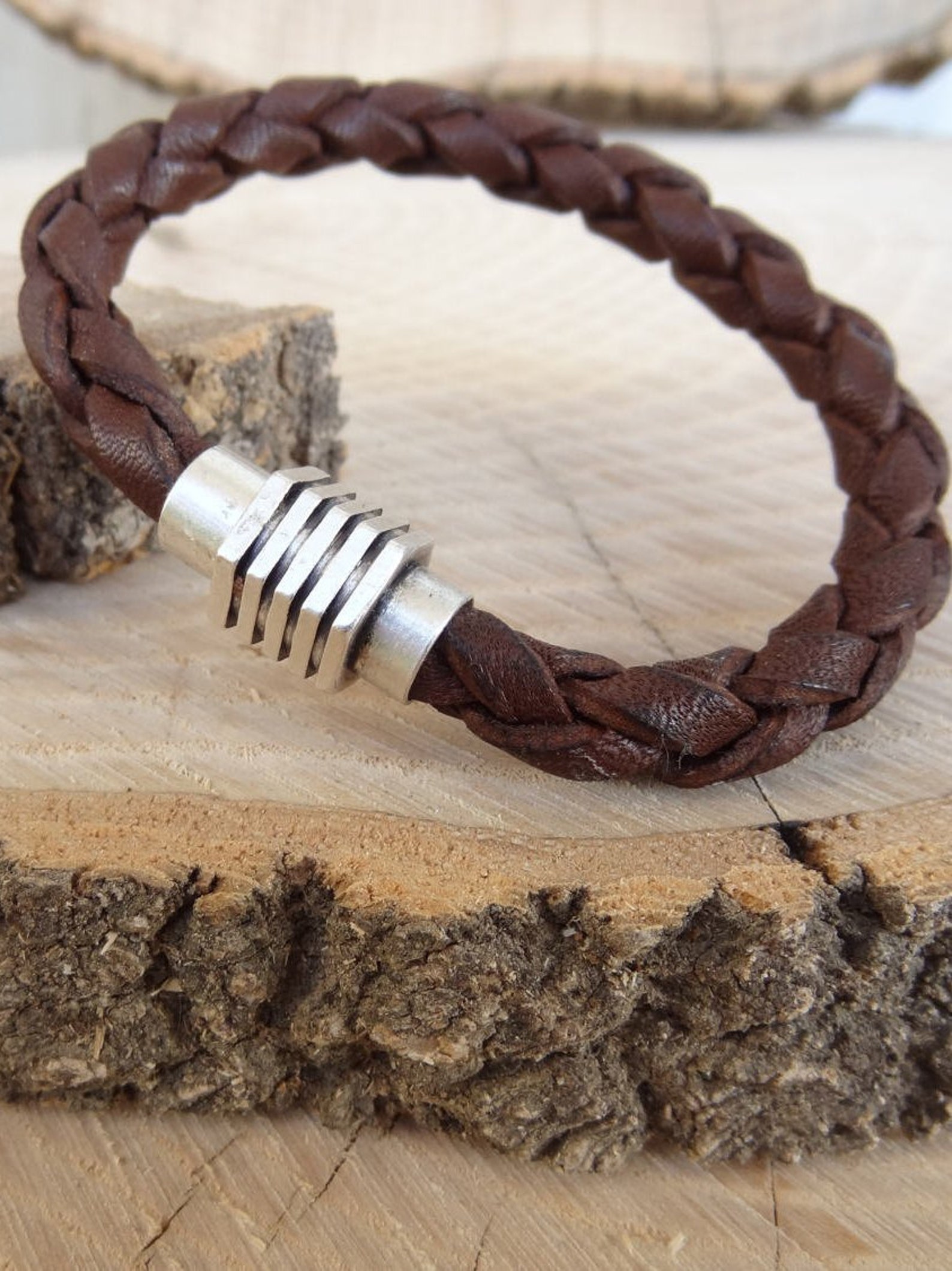 Brown Braided Leather Bracelet High Quality Leather Bracelet - Etsy