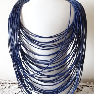 Multi Strand Necklace, Dark Blue Cord Statement Jewelry, String ...