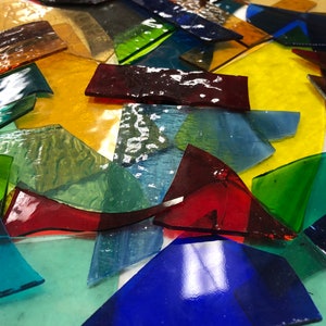 10 Lbs Stained Glass Scrap, Transparent Colored Glass Pack, Mosaic ...