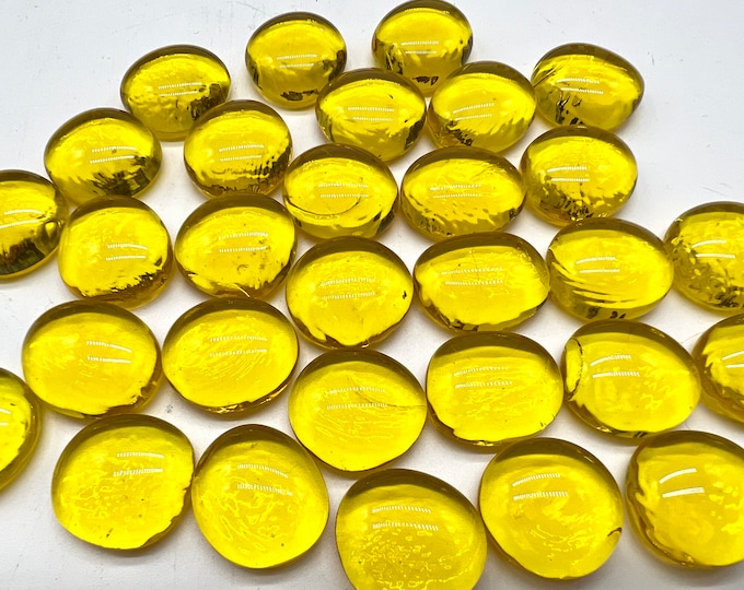 19mm - 3/4” Flat Glass Marbles, Yellow Transparent, Glass Gems ...