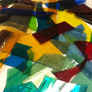 15 Lbs Stained Glass Scrap, Transparent Colored Glass Pack, Mosaic ...
