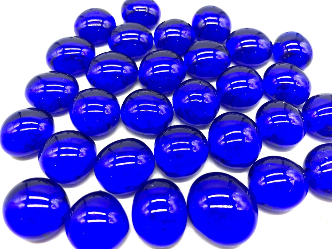 16mm - 5/8” Flat Glass Marbles, Royal Blue Transparent, Glass Gems ...