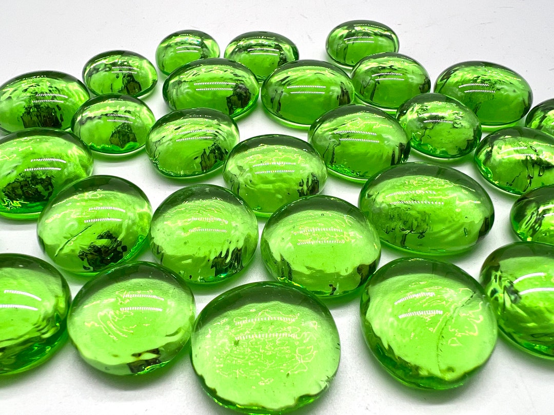 19mm - 3/4” Flat Glass Marbles, Light Green Transparent, Glass Gems ...