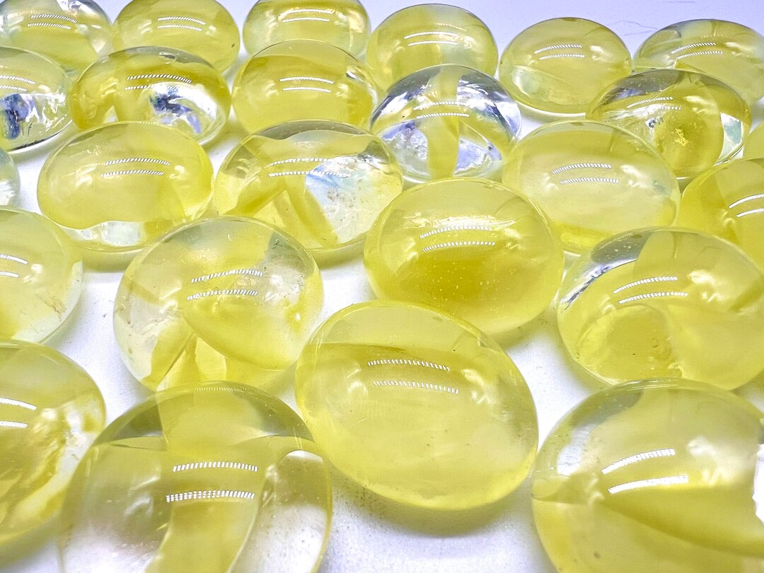 16mm - 5/8” Flat Glass Marbles, Yellow Transparent Cat Eyes, Glass Gems ...
