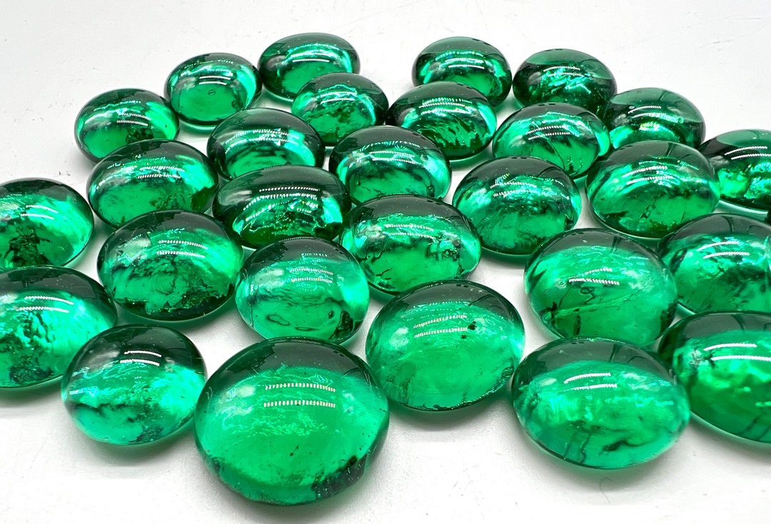 16-19mm - 5/8” to 3/4” Flat Glass Marbles, Green Teal Transparent ...